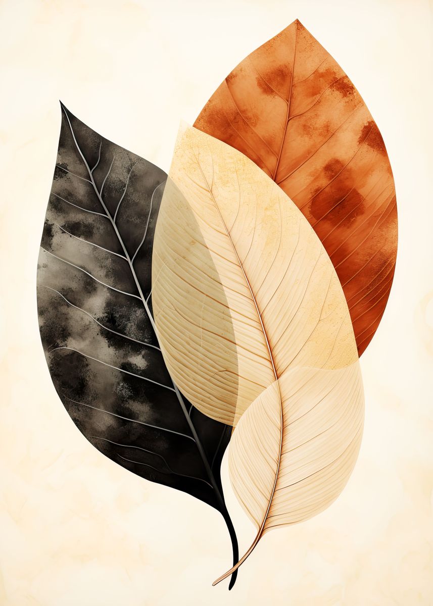 'Tropical Leaf Geometry' Poster, picture, metal print, paint by hassen ...
