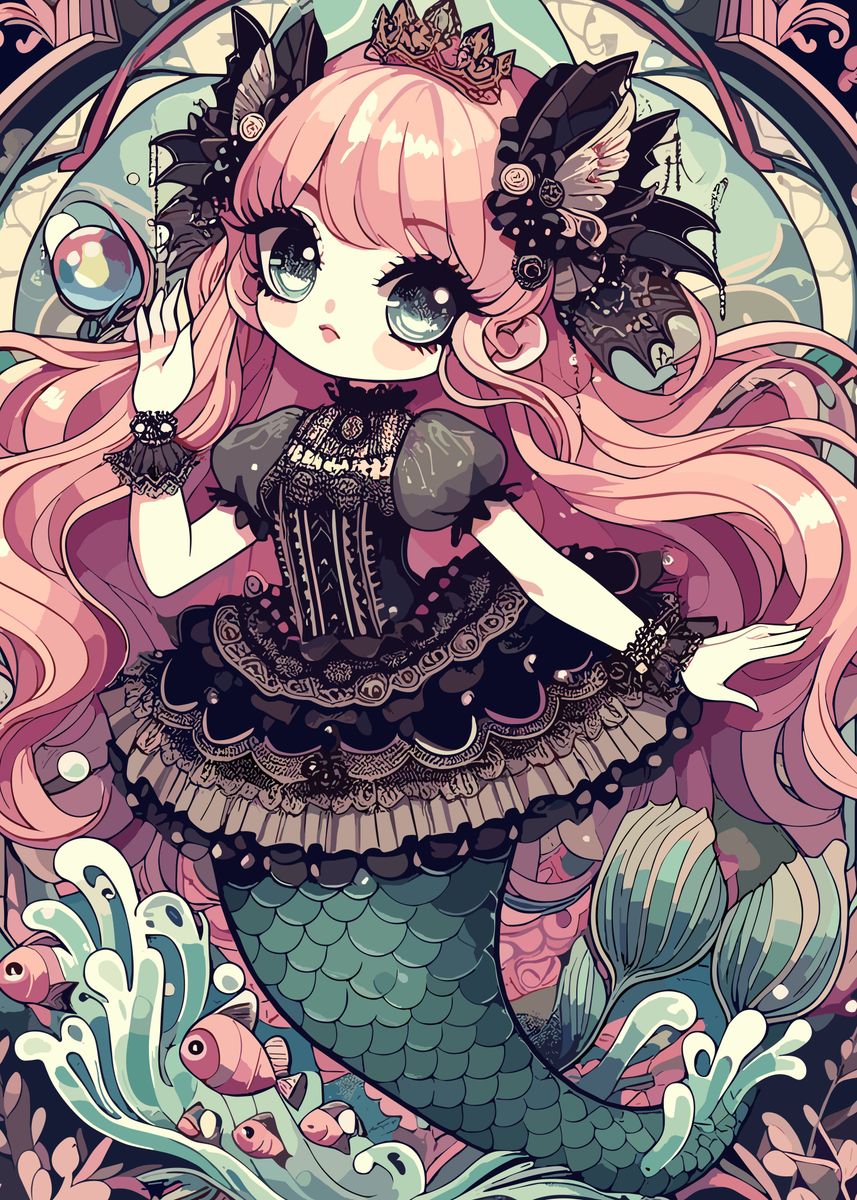 'Gothic Mermaid Lolita' Poster, picture, metal print, paint by Fregoli ...