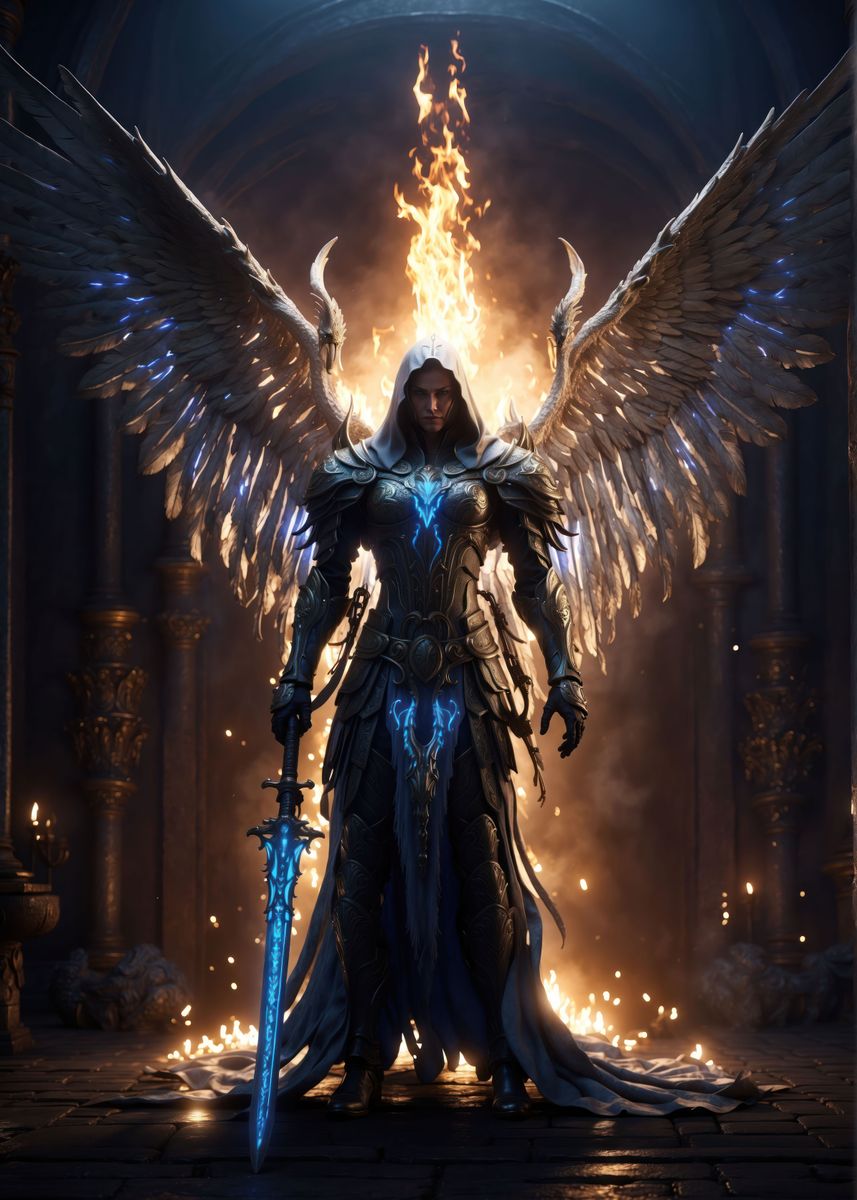 'Fire archangel' Poster, picture, metal print, paint by Below Horizon ...