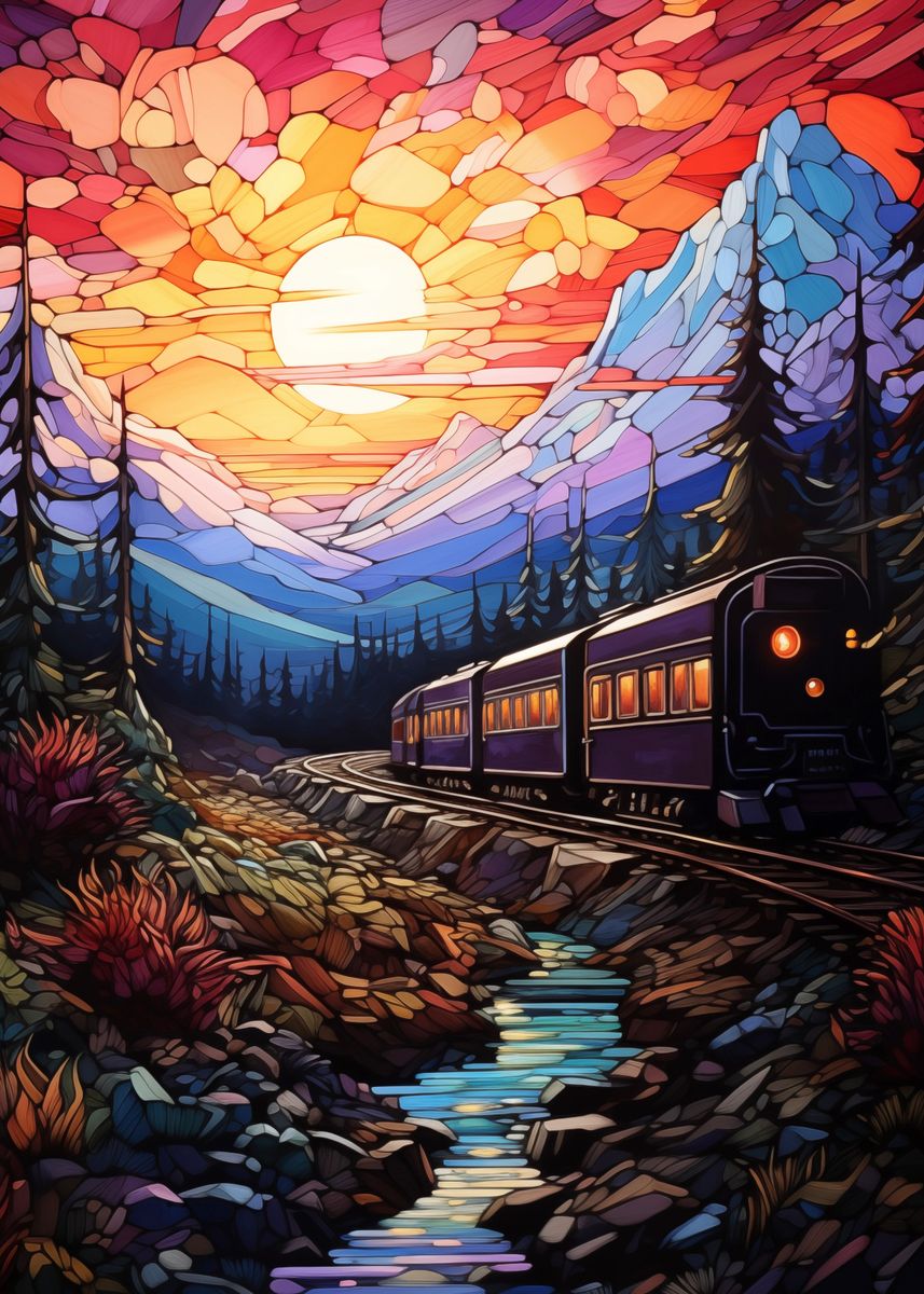 'Night train travel ' Poster, picture, metal print, paint by Phuong ...