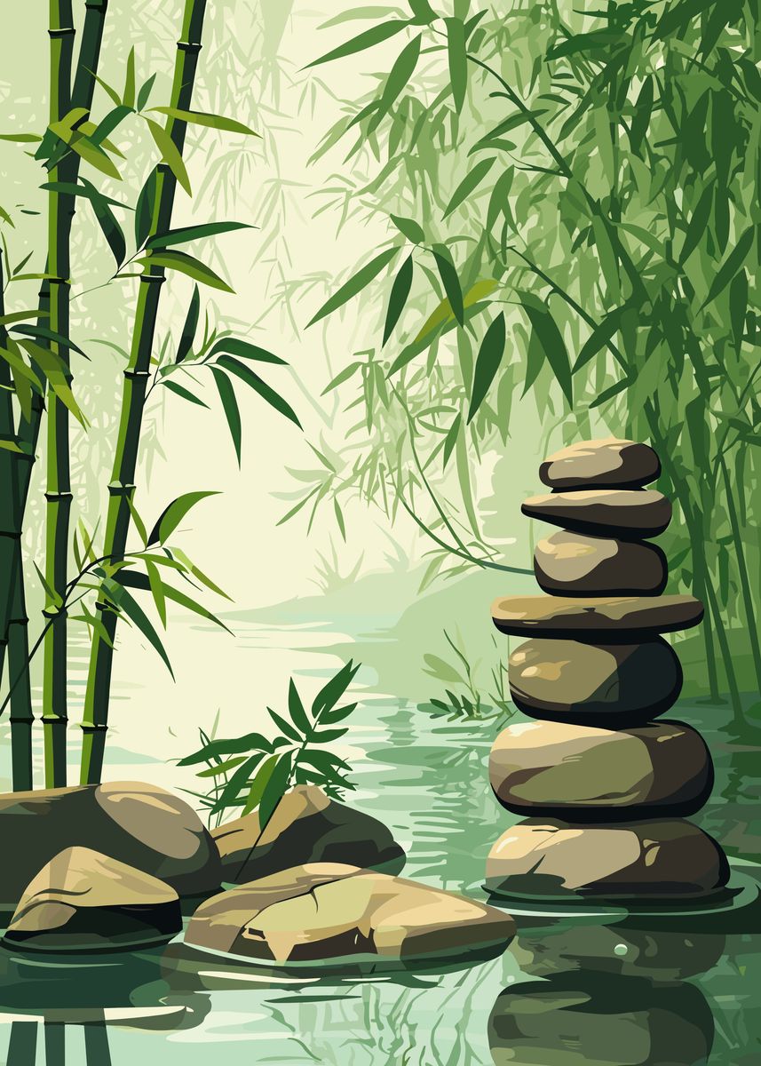 'Bamboo Garden' Poster, picture, metal print, paint by Mesh | Displate