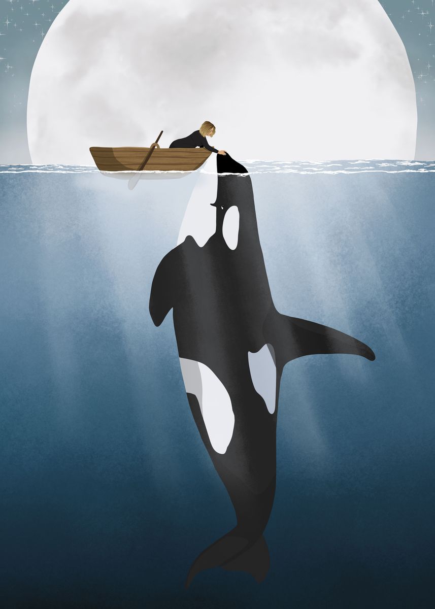 'Orca Love' Poster, picture, metal print, paint by ByKammille | Displate