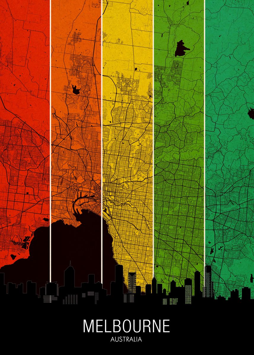 'Melbourne Vic Australia' Poster, picture, metal print, paint by ...