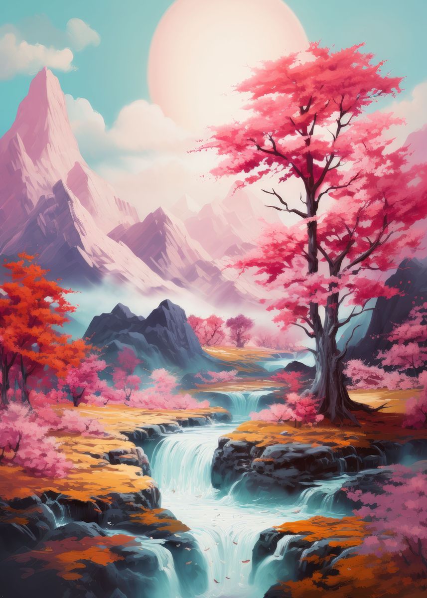 'Nature Landscape' Poster, picture, metal print, paint by royalsigns | Displate