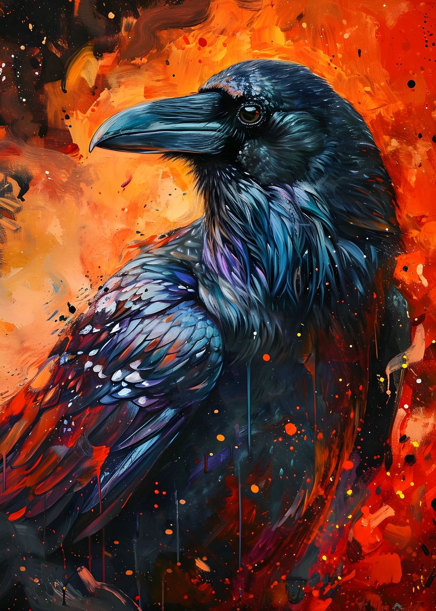 'The Raven In Flames' Poster, picture, metal print, paint by Amazing ...