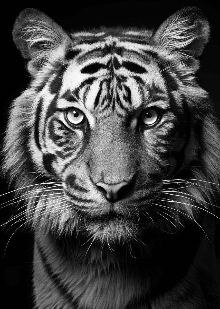 'Bnw Cool Tiger' Poster, picture, metal print, paint by Ray Faye | Displate