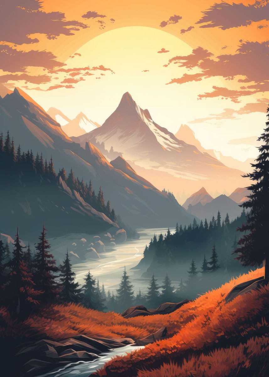 'Nature Landscape' Poster, picture, metal print, paint by royalsigns ...