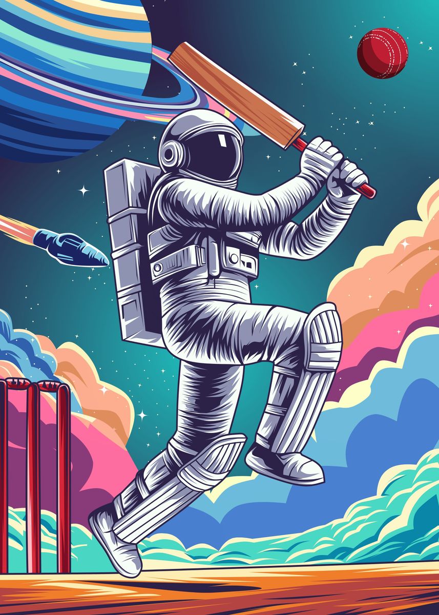 'Astro playing Cricket' Poster, picture, metal print, paint by Miracle ...