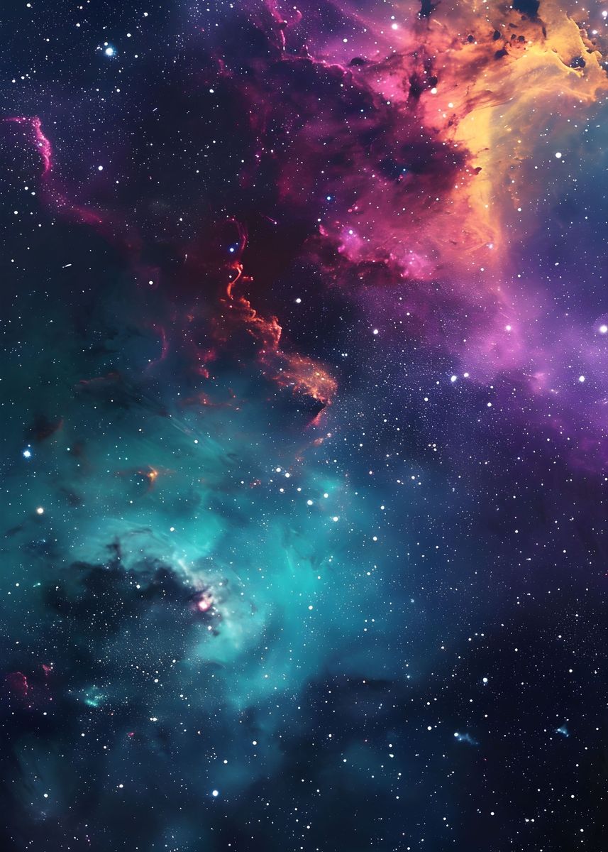 'Colorful space galaxy' Poster, picture, metal print, paint by Dragan ...