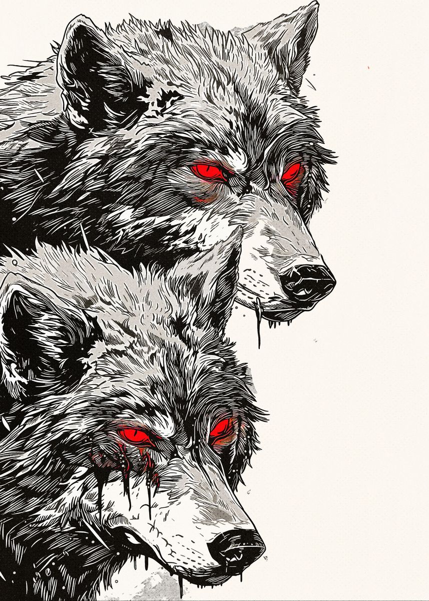 'Red Eye Wolf' Poster, picture, metal print, paint by Anin Studio ...