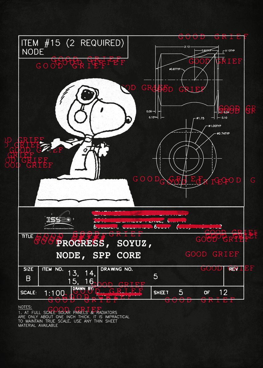 'Snoopy Blueprint' Poster, picture, metal print, paint by Peanuts ...