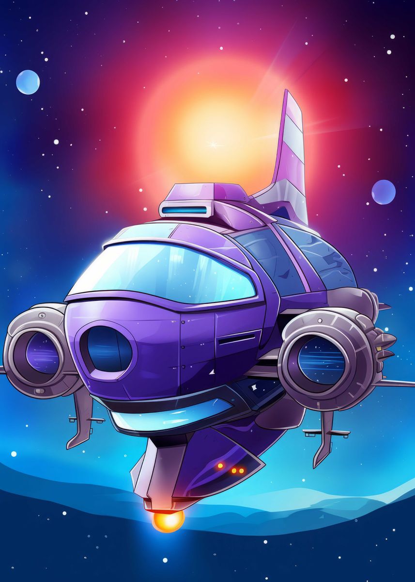 'Outer Space Shipe' Poster, picture, metal print, paint by Oliver Qo ...