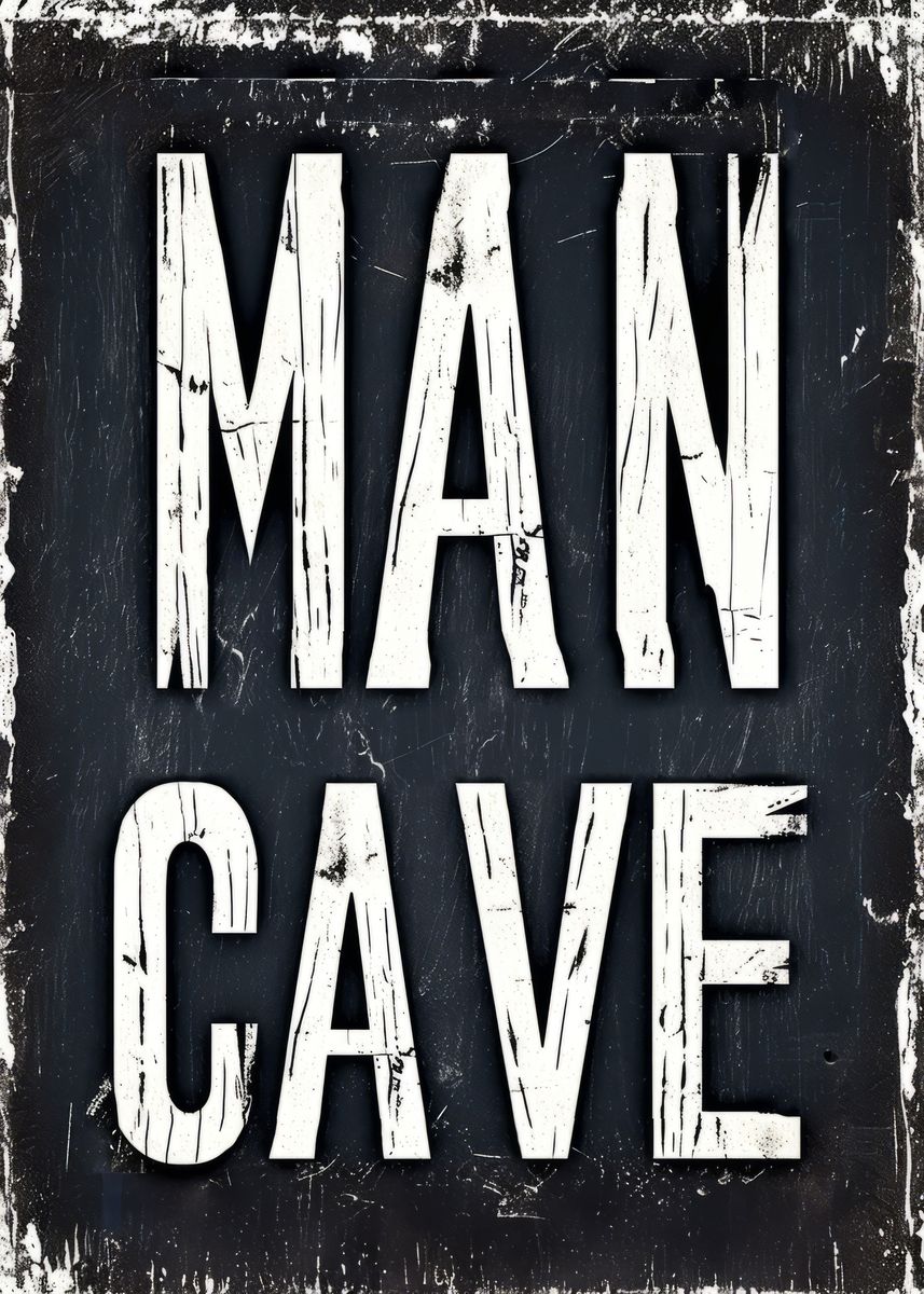 'MAN CAVE Chalkboard Sign' Poster, picture, metal print, paint by ...