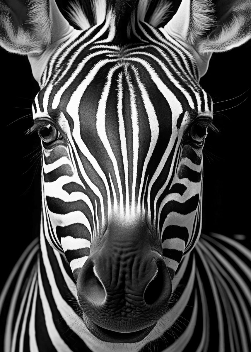 'Bnw Cool Zebra' Poster, picture, metal print, paint by Ray Faye | Displate