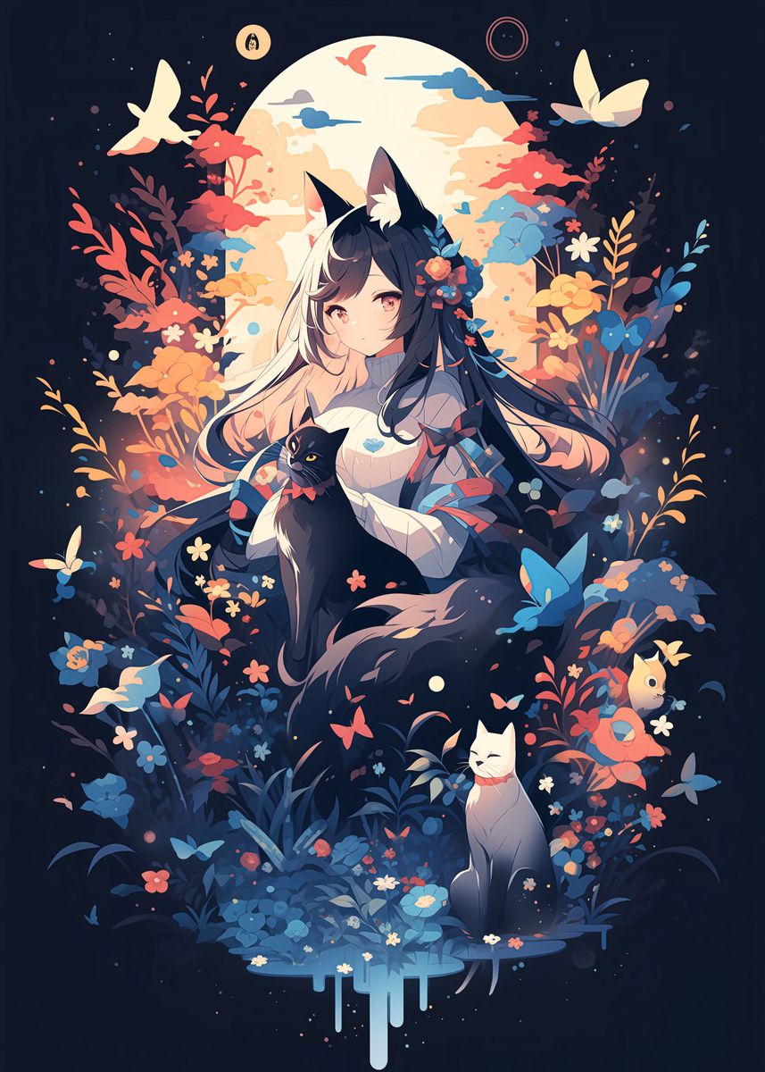 'Flower Girl' Poster, picture, metal print, paint by Hako | Displate