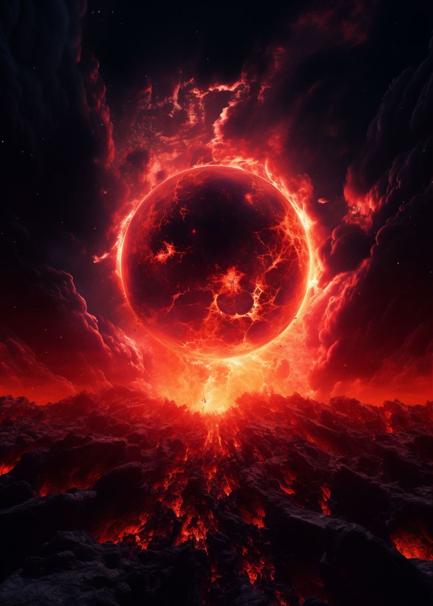 'Fire Planet' Poster, picture, metal print, paint by Cybronauts | Displate