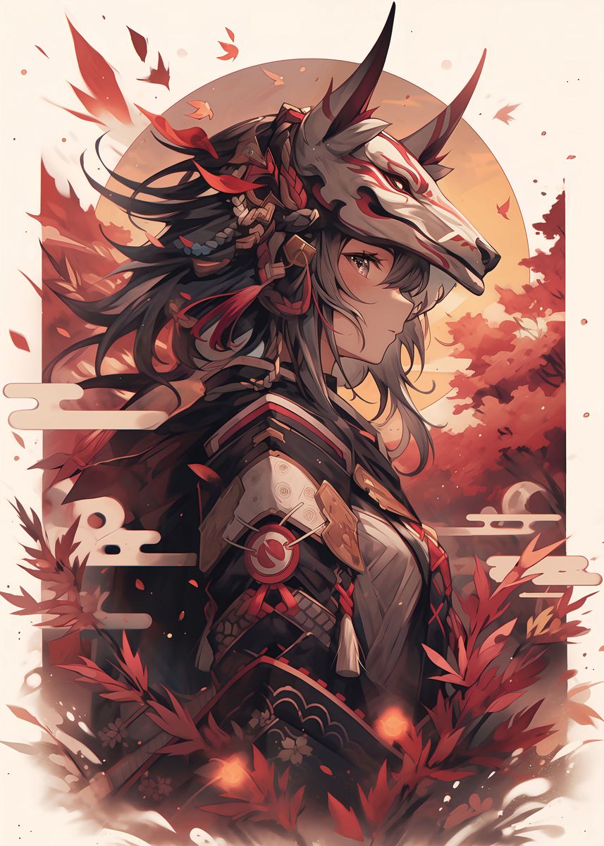 'Old school samurai' Poster, picture, metal print, paint by Hako | Displate