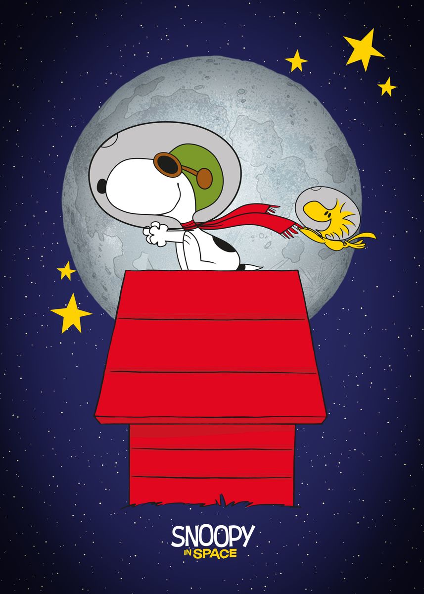 'Snoopy and Woodstock Space' Poster, picture, metal print, paint by ...