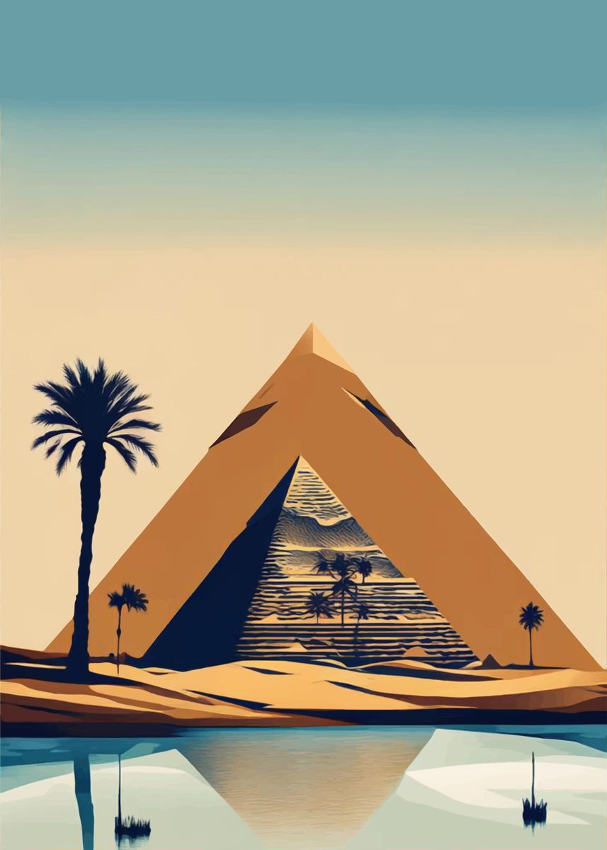 'Pyramid of Giza ' Poster, picture, metal print, paint by Art Creative ...