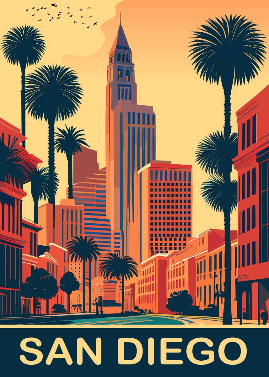 'San Diego' Poster, picture, metal print, paint by Long Shot | Displate