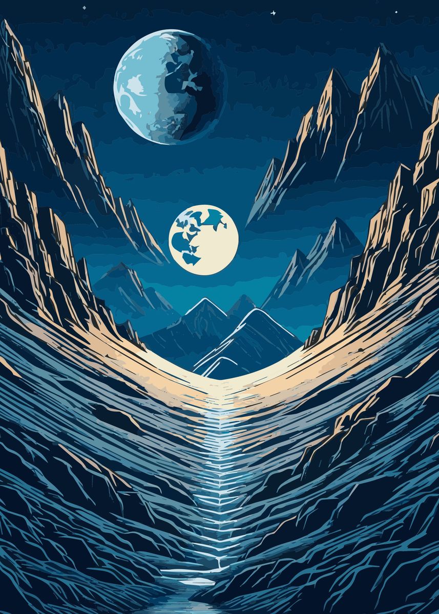 'Abstract Moon Earth 3' Poster, picture, metal print, paint by Maricris ...