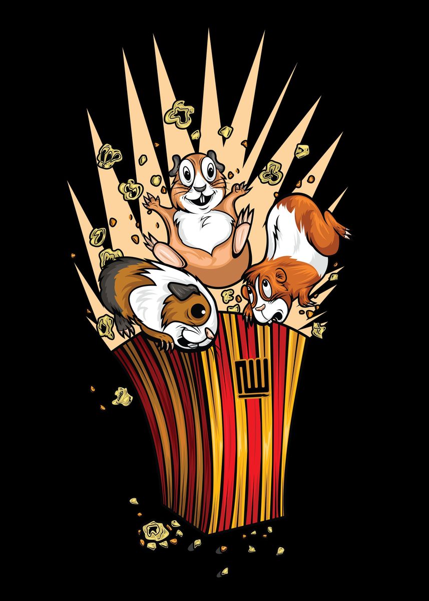 'Guinea Pigs Popcorn' Poster, picture, metal print, paint by Adamzworld ...