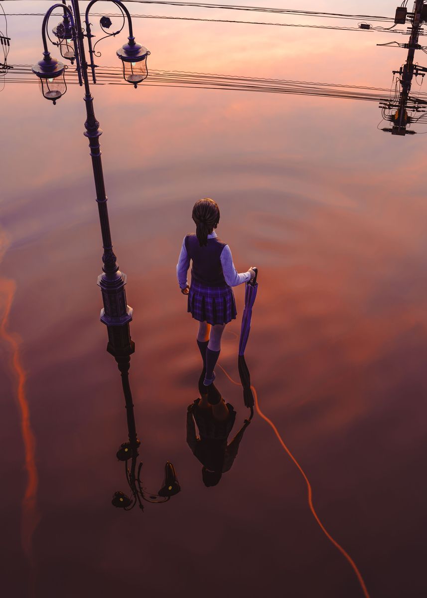 'Sunset Solitude' Poster, picture, metal print, paint by Srabon Arafat | Displate