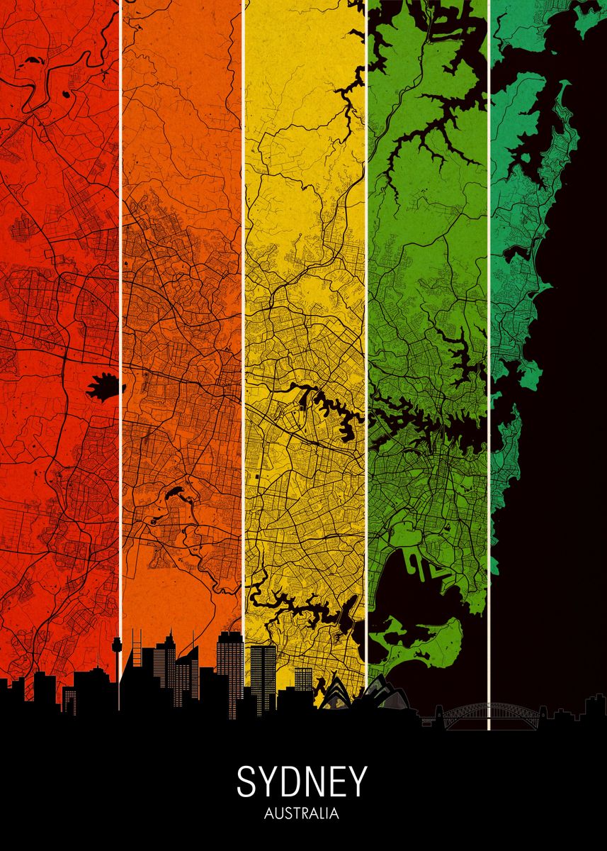 'Sydney Nsw Australia' Poster, picture, metal print, paint by Johnson ...