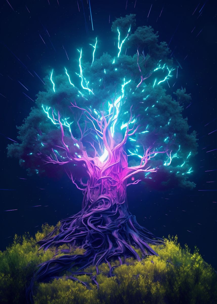 'Lightening Struck Tree' Poster, picture, metal print, paint by ...