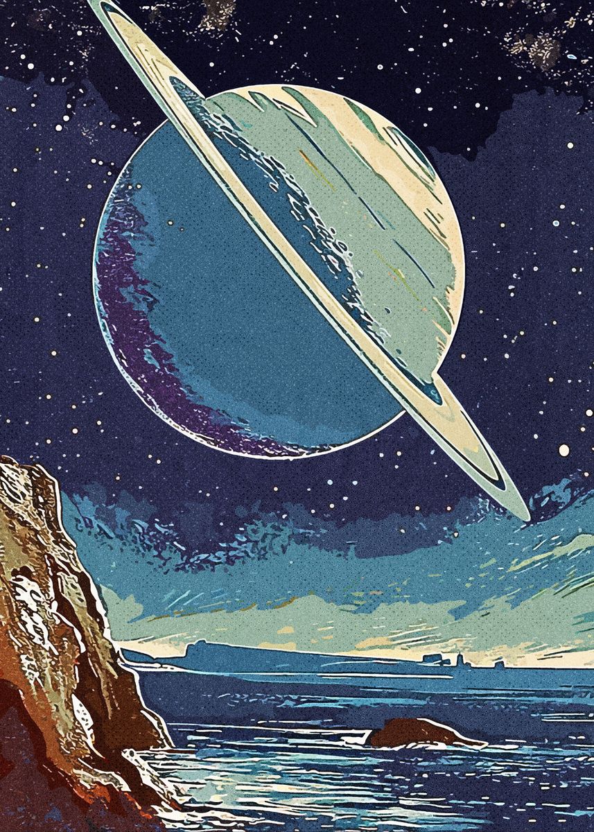 'Vintage Planets' Poster, picture, metal print, paint by Ammar Zain ...