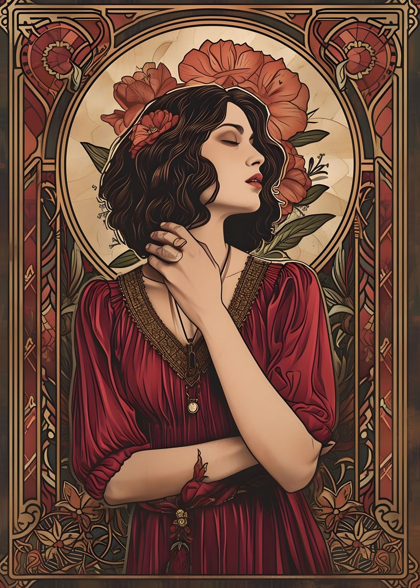 'Women in red dress' Poster, picture, metal print, paint by MajopArt ...
