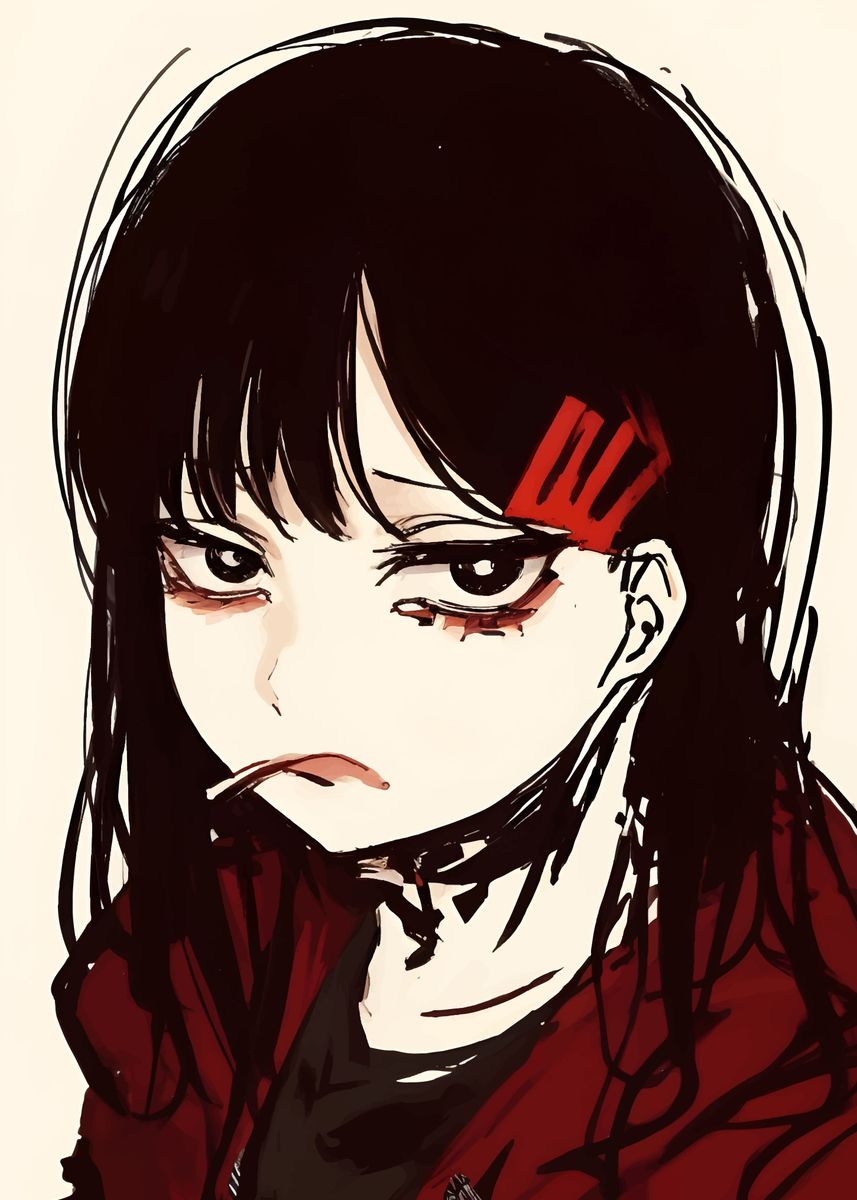 'sad anime girl' Poster, picture, metal print, paint by Ollivander ...