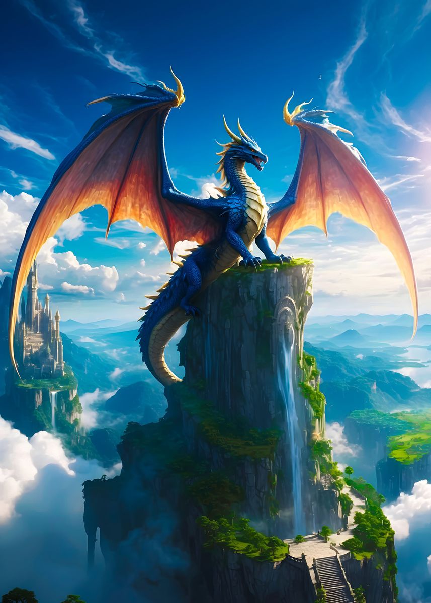 'Azure Dragons Roost' Poster, picture, metal print, paint by Danan ...