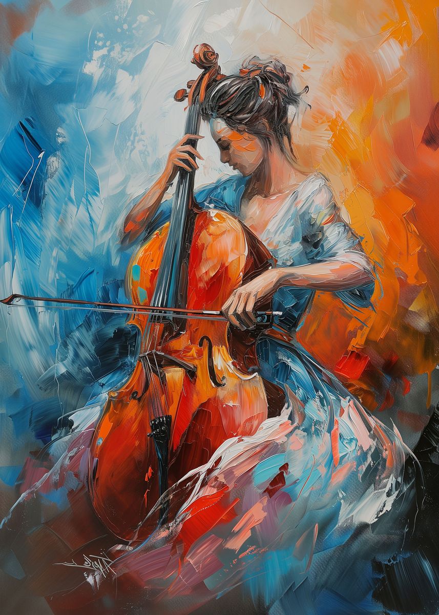 'Female Cello Player' Poster, picture, metal print, paint by Eline ...