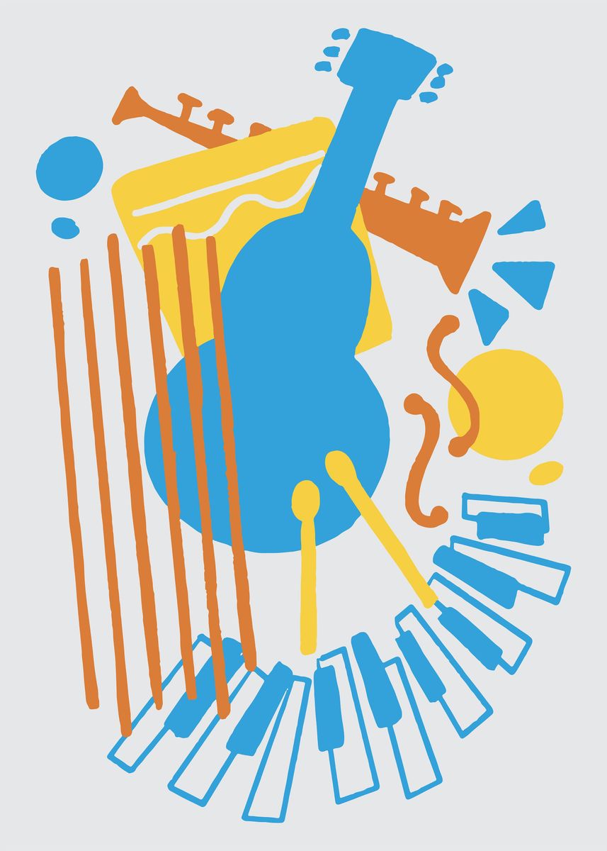 'Abstract Music Instruments' Poster, picture, metal print, paint by ...