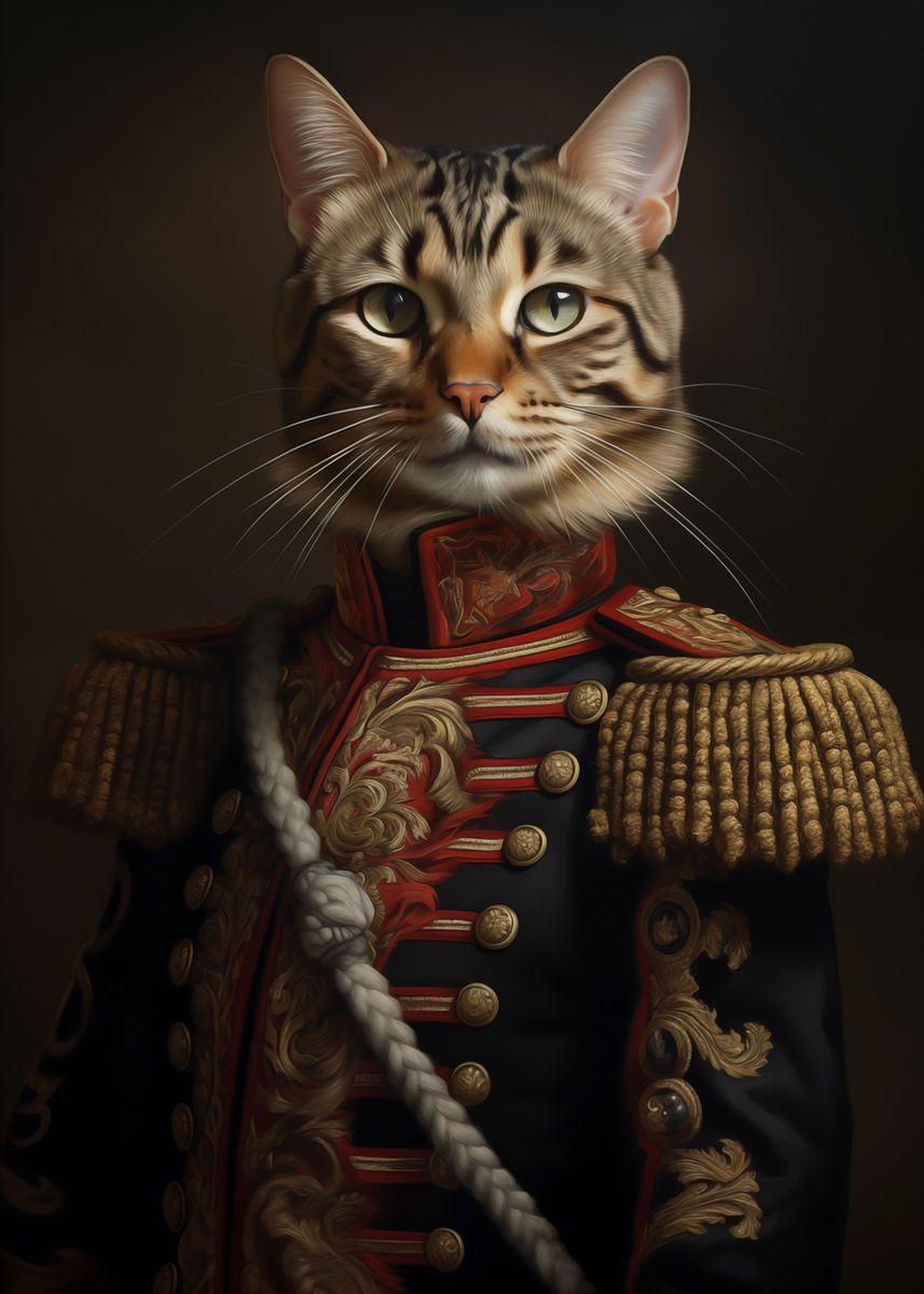 'Cat General' Poster, picture, metal print, paint by Posterlicious ...
