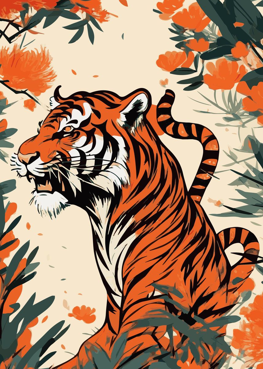 'Tiger Chinese Art 7' Poster, picture, metal print, paint by Maricris M ...