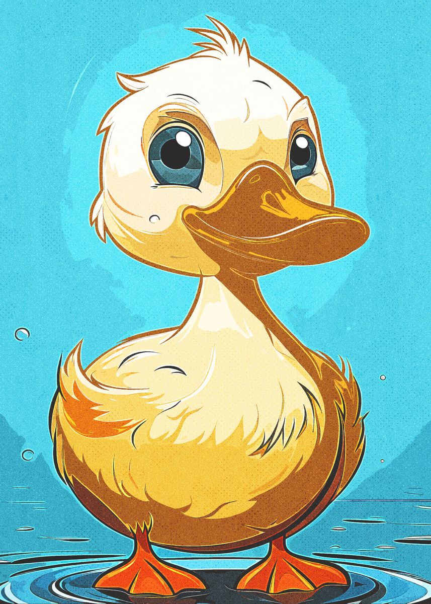 'Cute Duck' Poster, picture, metal print, paint by Coffee Design | Displate
