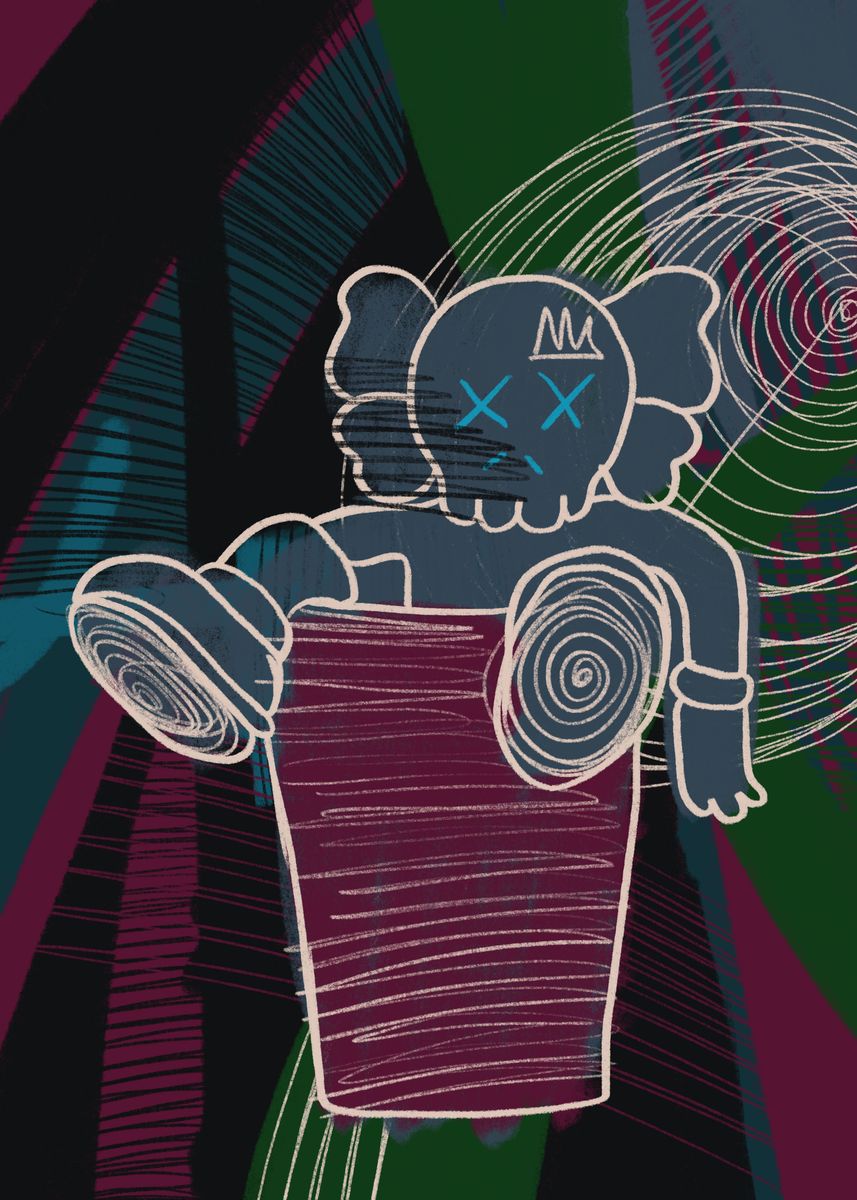'Kaws Dolls unique abstrac' Poster, picture, metal print, paint by masn ...