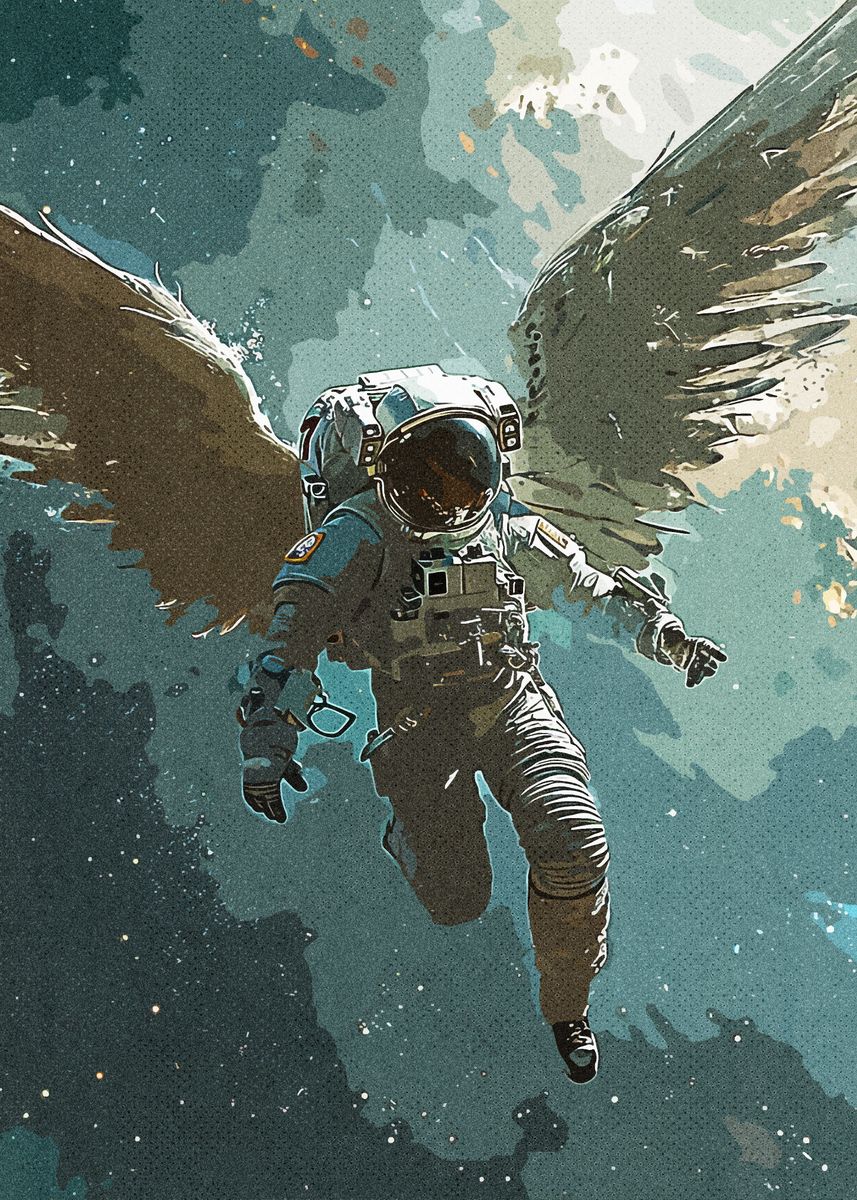 'Astronaut Angel' Poster, picture, metal print, paint by Magnum Attack ...