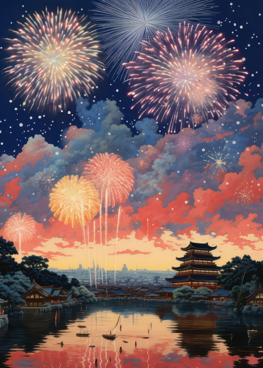 'Hanabi' Poster, picture, metal print, paint by Yabuki | Displate