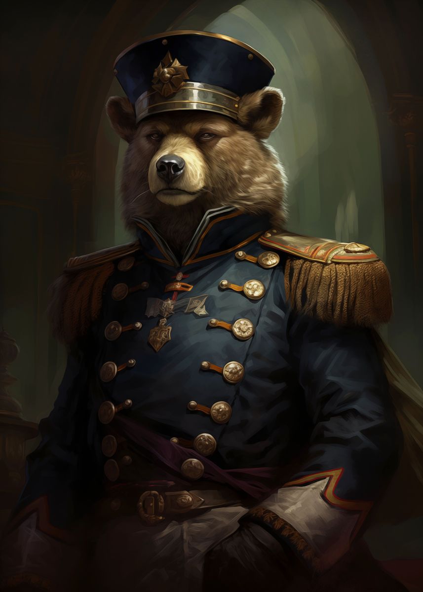 'Bear General' Poster, picture, metal print, paint by Posterlicious | Displate