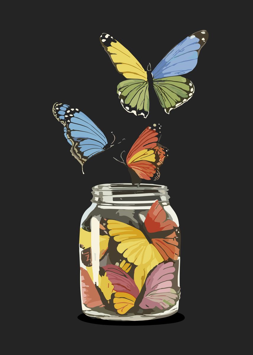 'Colorful Butterfly flying' Poster, picture, metal print, paint by ...