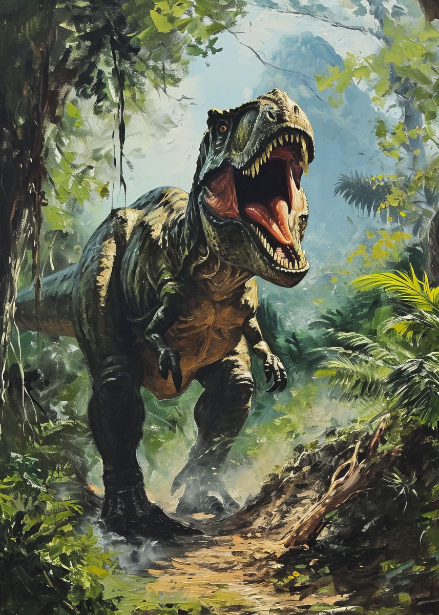 'TRex Artistry' Poster, picture, metal print, paint by Tollaru | Displate