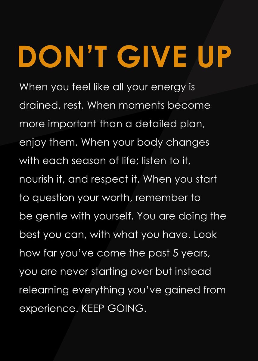 'Motivational Dont Give up' Poster, picture, metal print, paint by ...