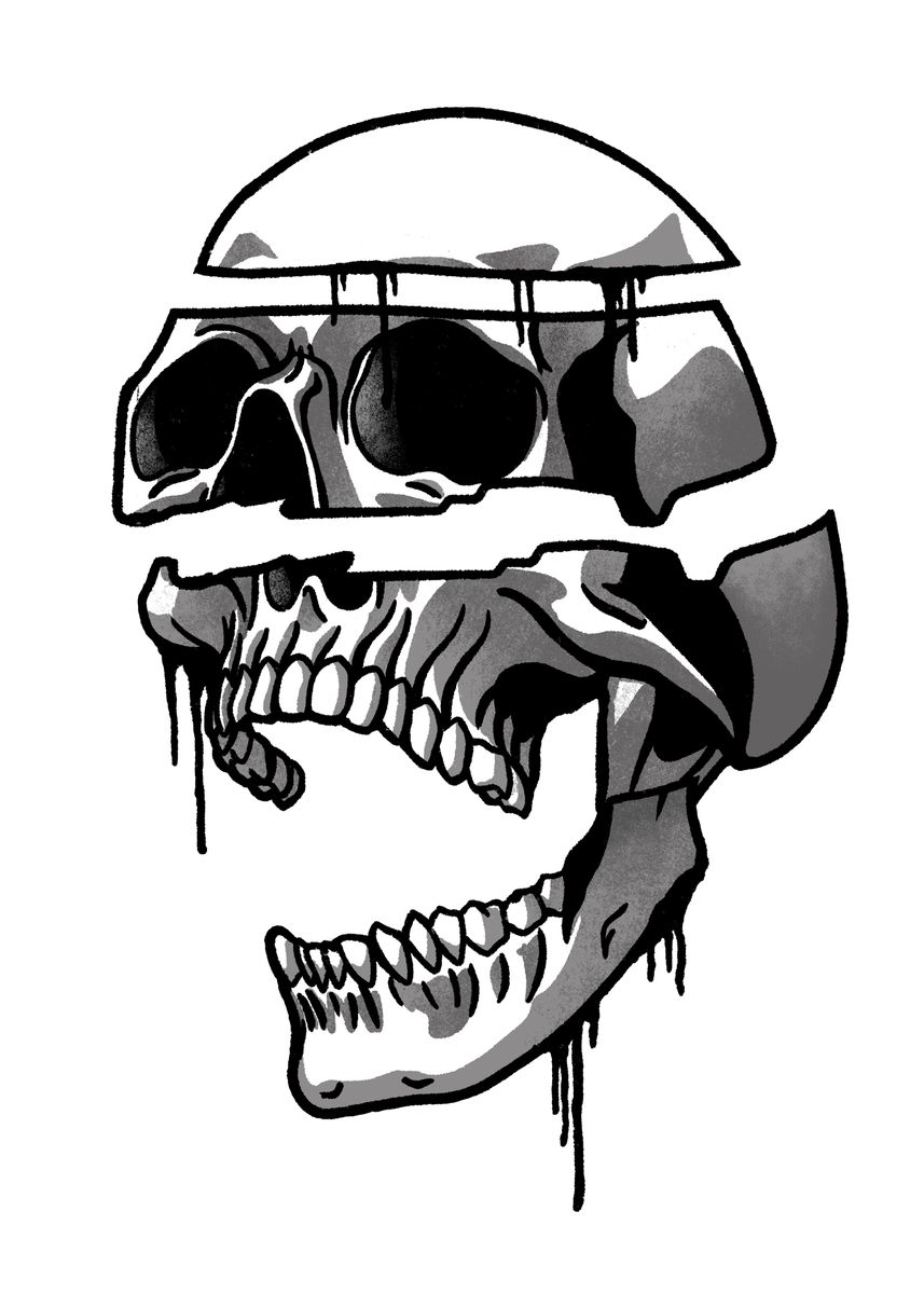 'Skull Falling Apart' Poster, picture, metal print, paint by Fanfreak ...