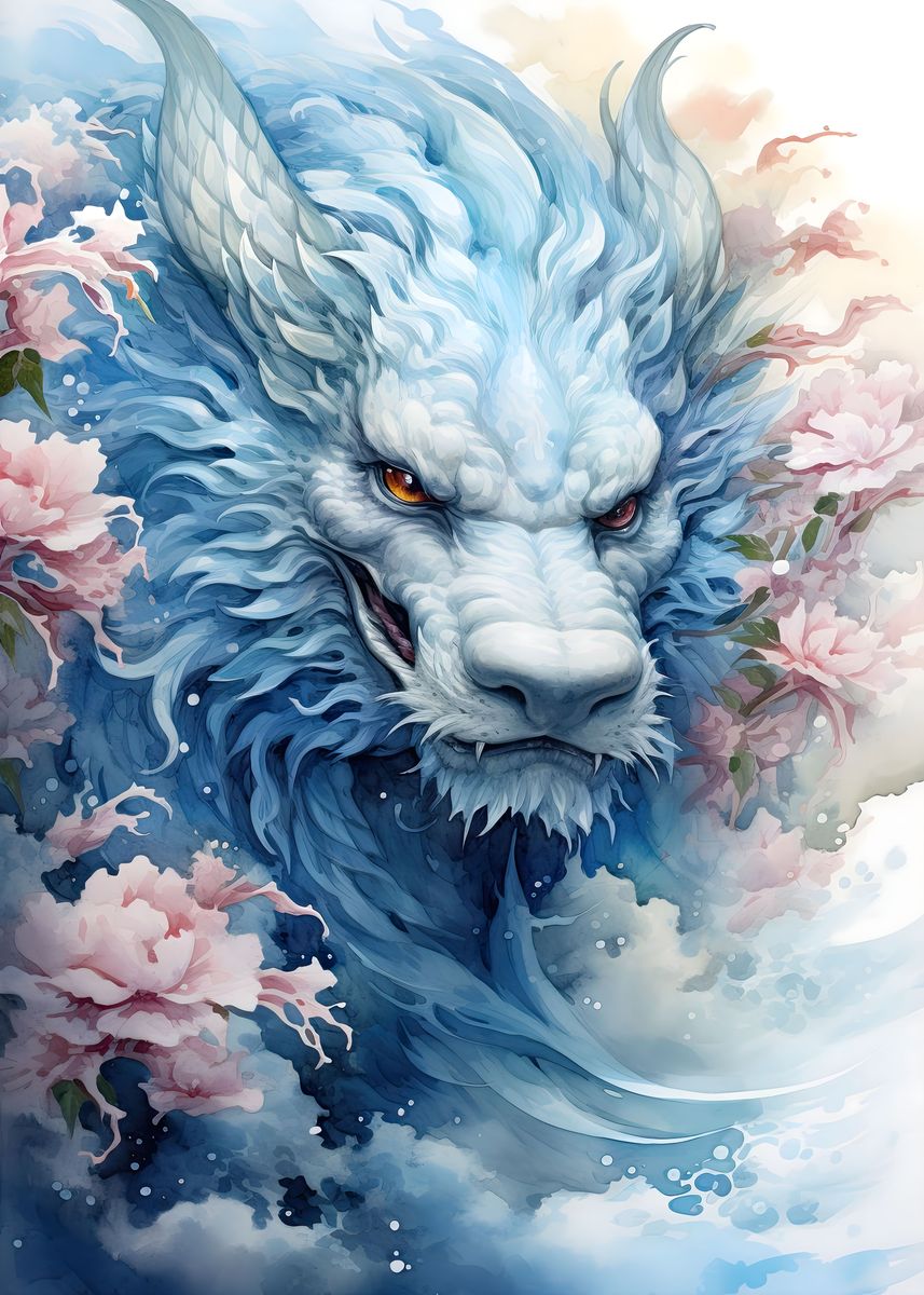 'Sakura Dragon Chinese ' Poster, picture, metal print, paint by ...
