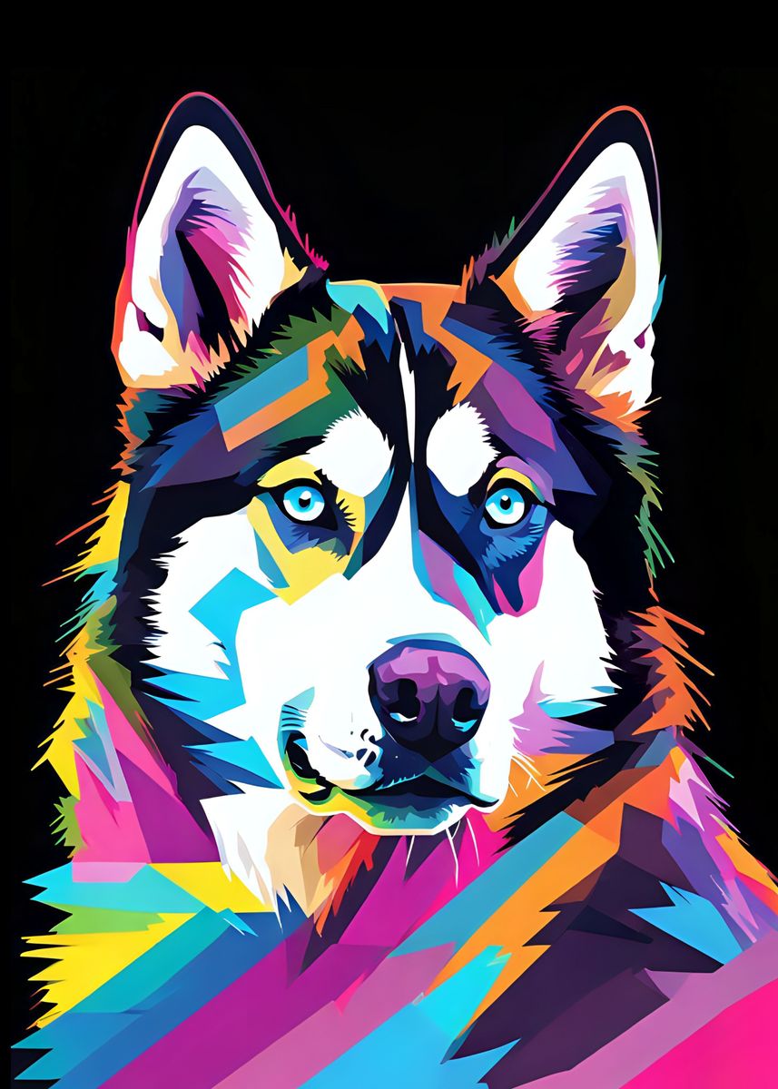 'Siberian Husky Pop Art' Poster, picture, metal print, paint by MASTER ...