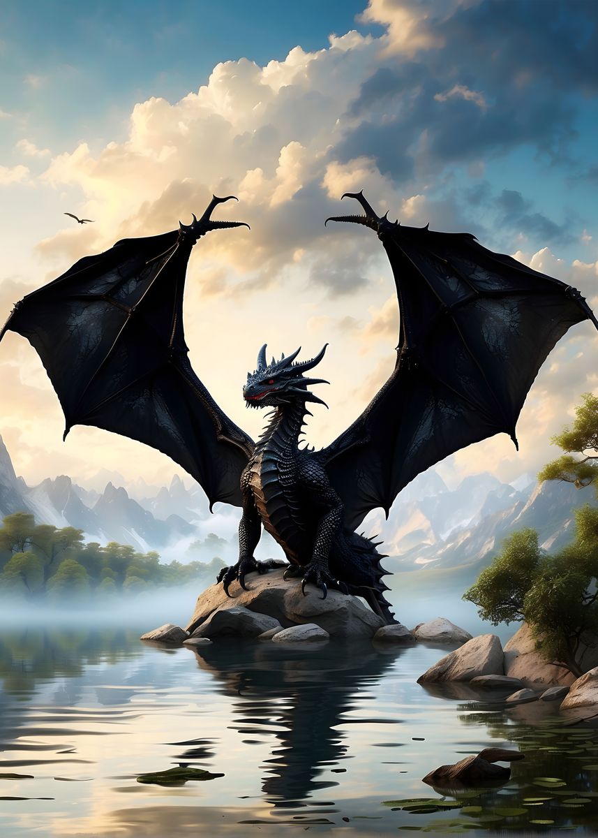 'Elder Shadow Dragon' Poster, picture, metal print, paint by Danan ...