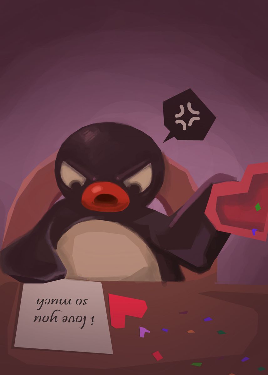 'pingu love letter' Poster, picture, metal print, paint by wine age ...